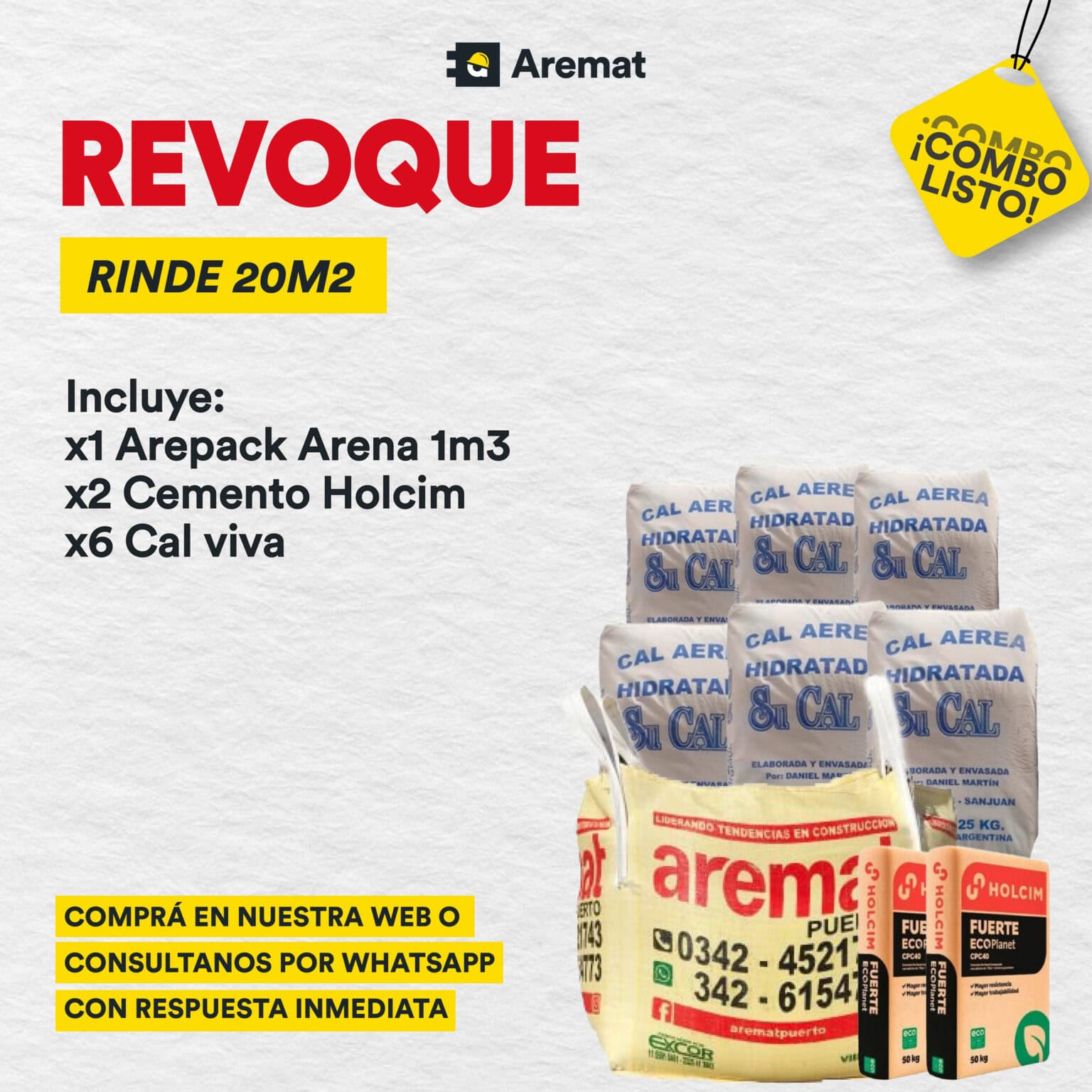 Combo REVOQUE 20m2 | Aremat